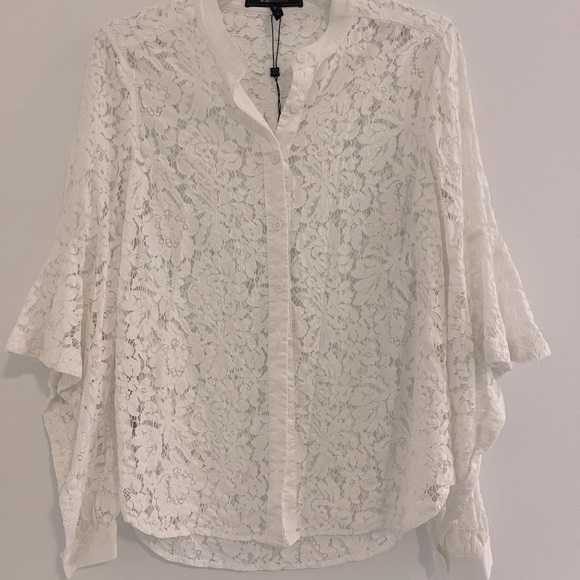 BCBGMaxAzria | Tops | Bcbg White Lace Blouse | Poshmark